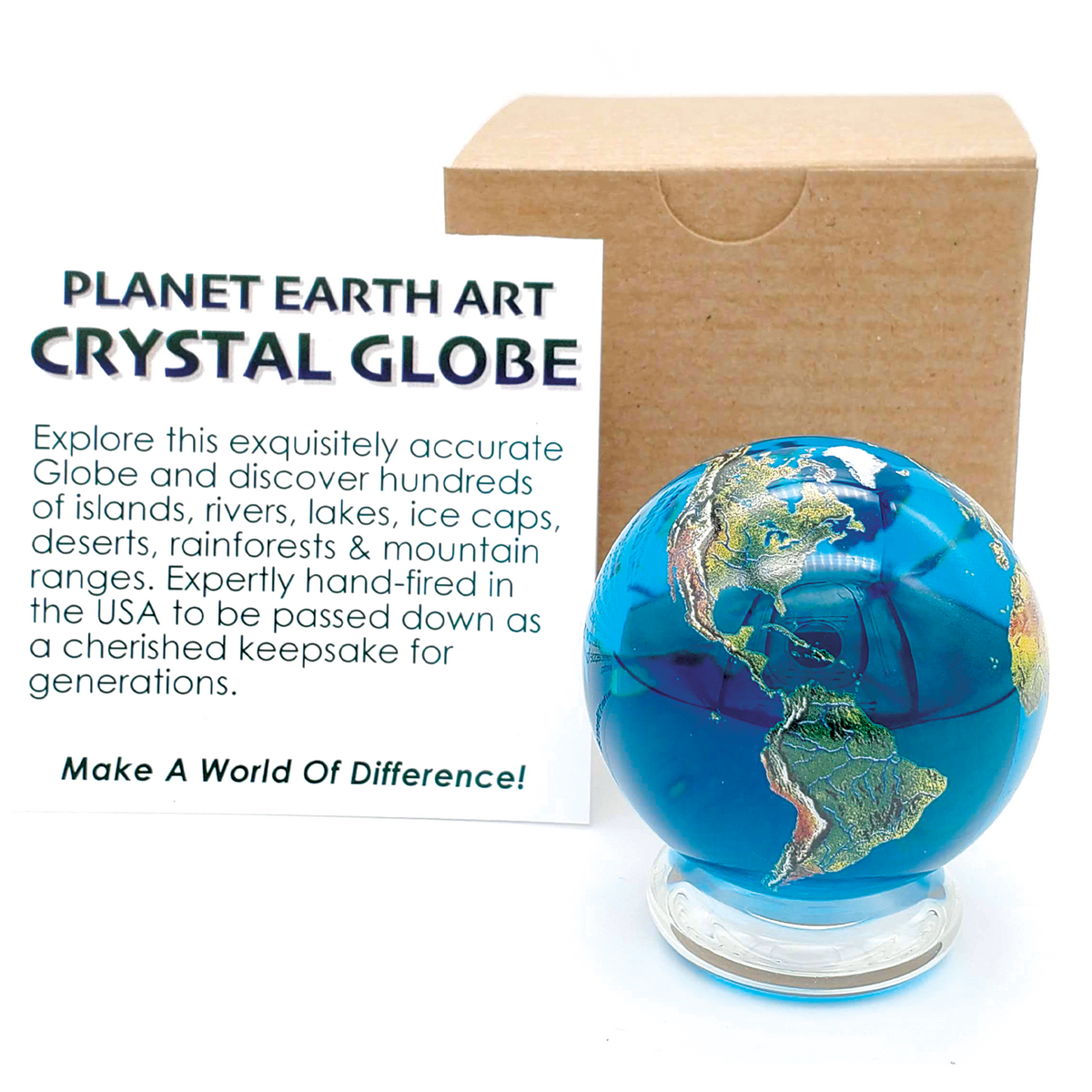 2” Natural Aqua Crystal Earth With Spinning Glass Stand – Shasta Visions